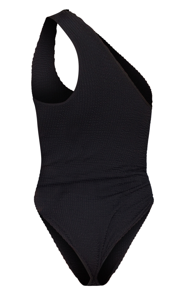 Black Crinkle One Shoulder Cut Out Swimsuit | Swimwear | PrettyLittleThing