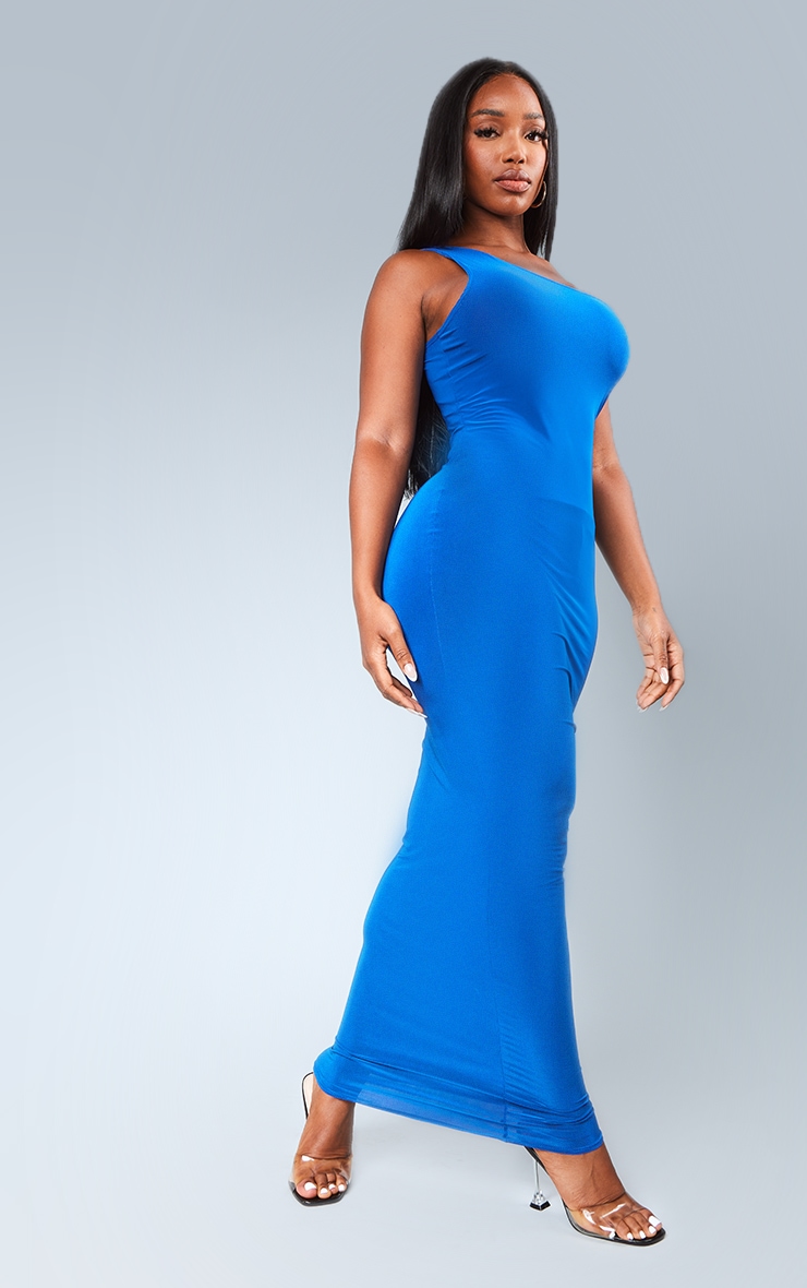 Shape Bright Blue Slinky One Shoulder Maxi Dress | Shape | PLT