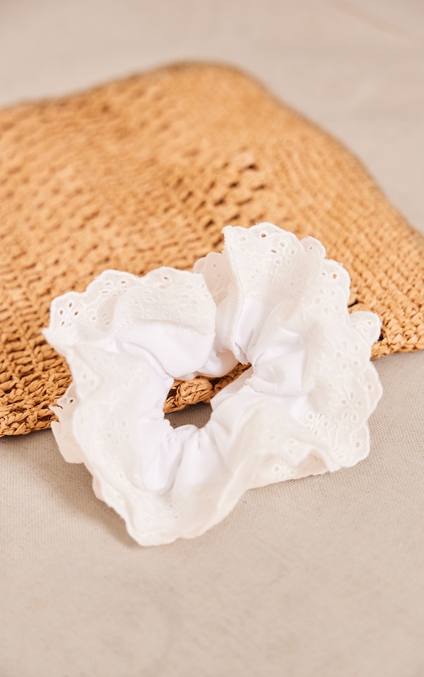 White Layered Detail Oversized Scrunchie | Accessories ...