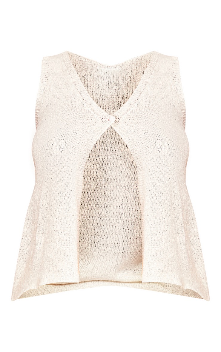 White Sheer Textured Knit Button Front Vest Top | Knitwear ...