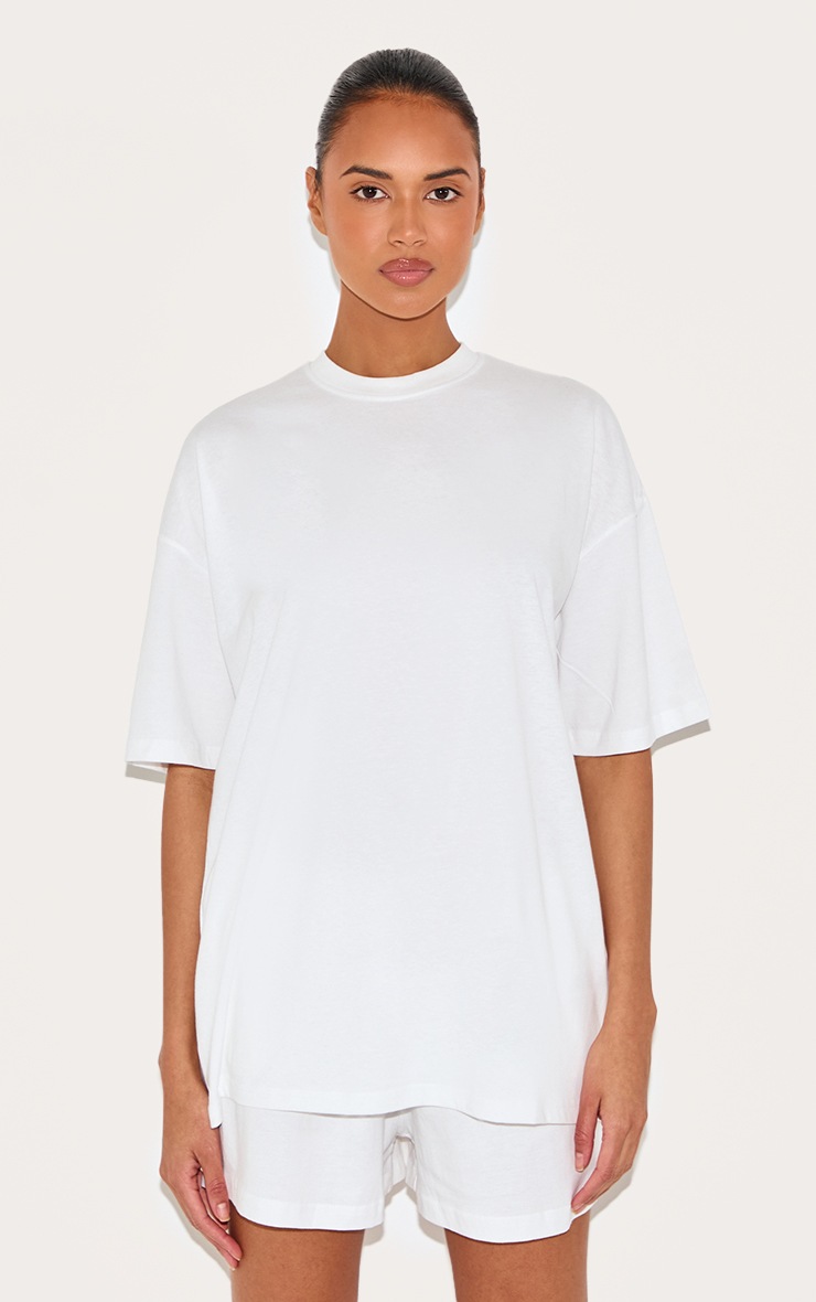 White Cotton Oversized Boxy T-Shirt | Co-ords | PLT