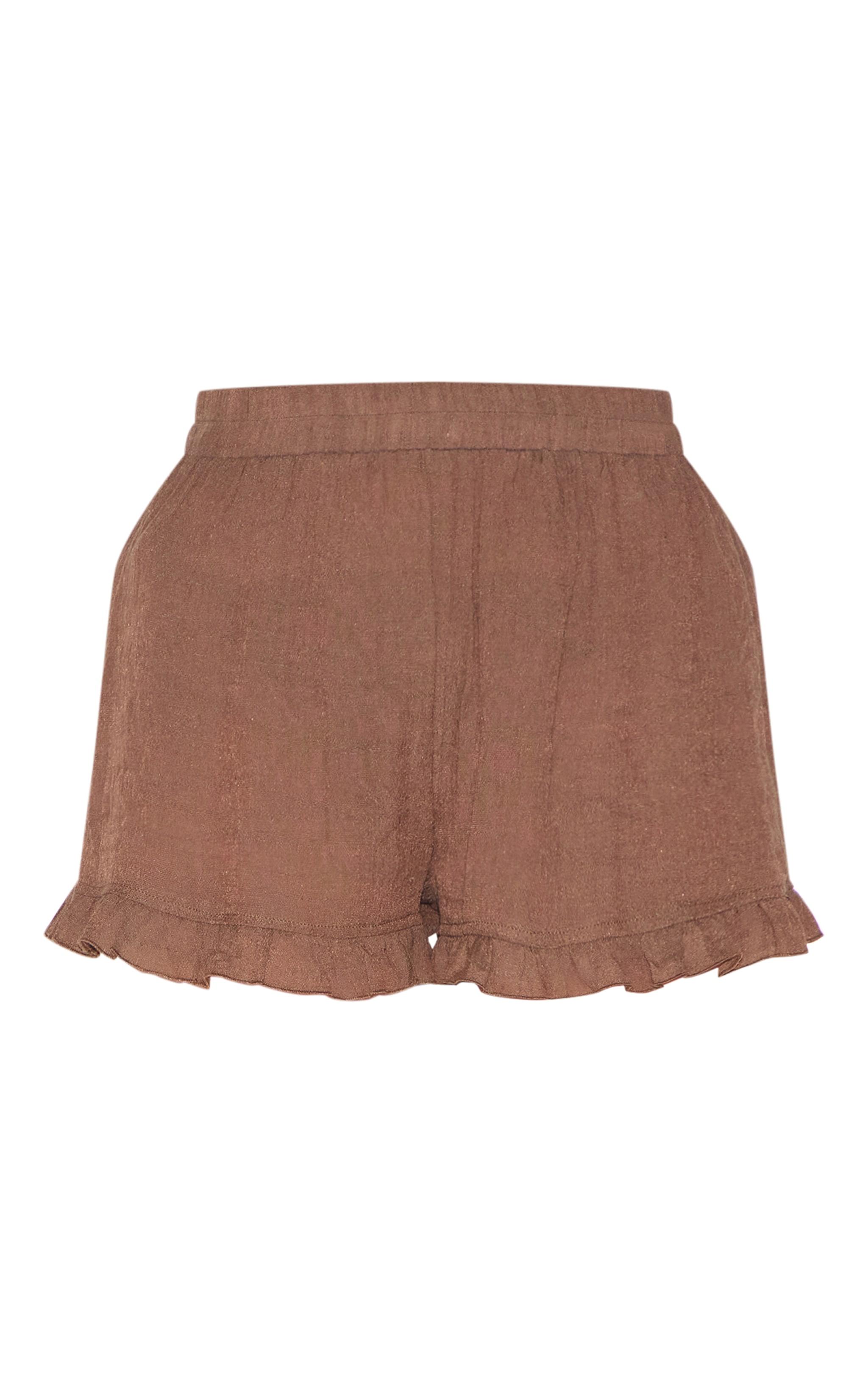 Chocolate Textured Woven Frill Edge Shorts | Swimwear ...