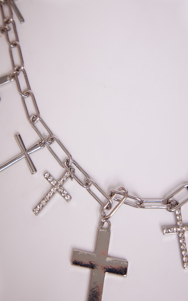Silver Chain Link Multi Cross Necklace | Accessories ...