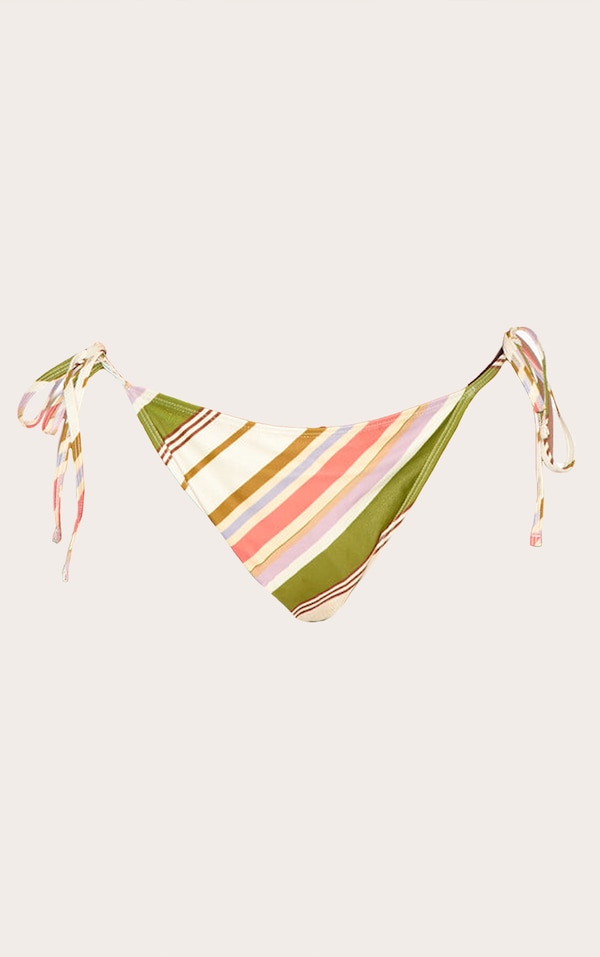 Plus Multi Diagonal Stripe Tie Side Bikini Bottoms | Plus Size | PLT IRE