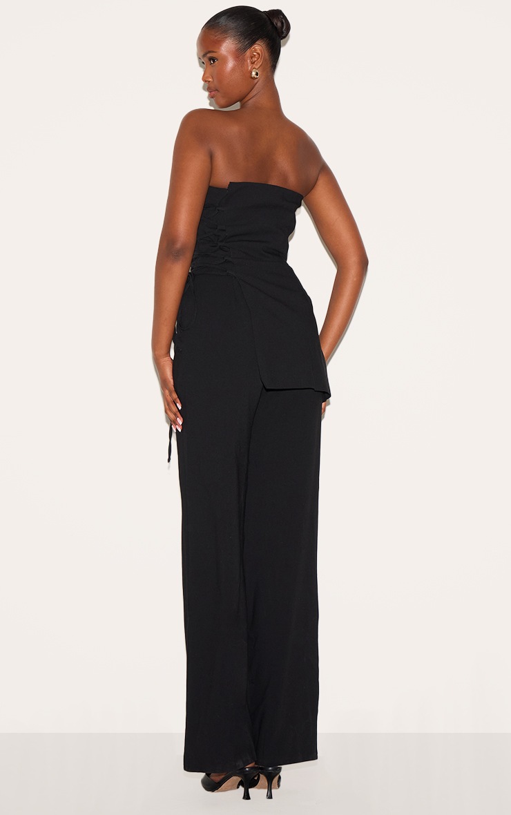 PLT Label Black Overlay Panel Tailored Jumpsuit | Jumpsuits & Playsuits | PrettyLittleThing