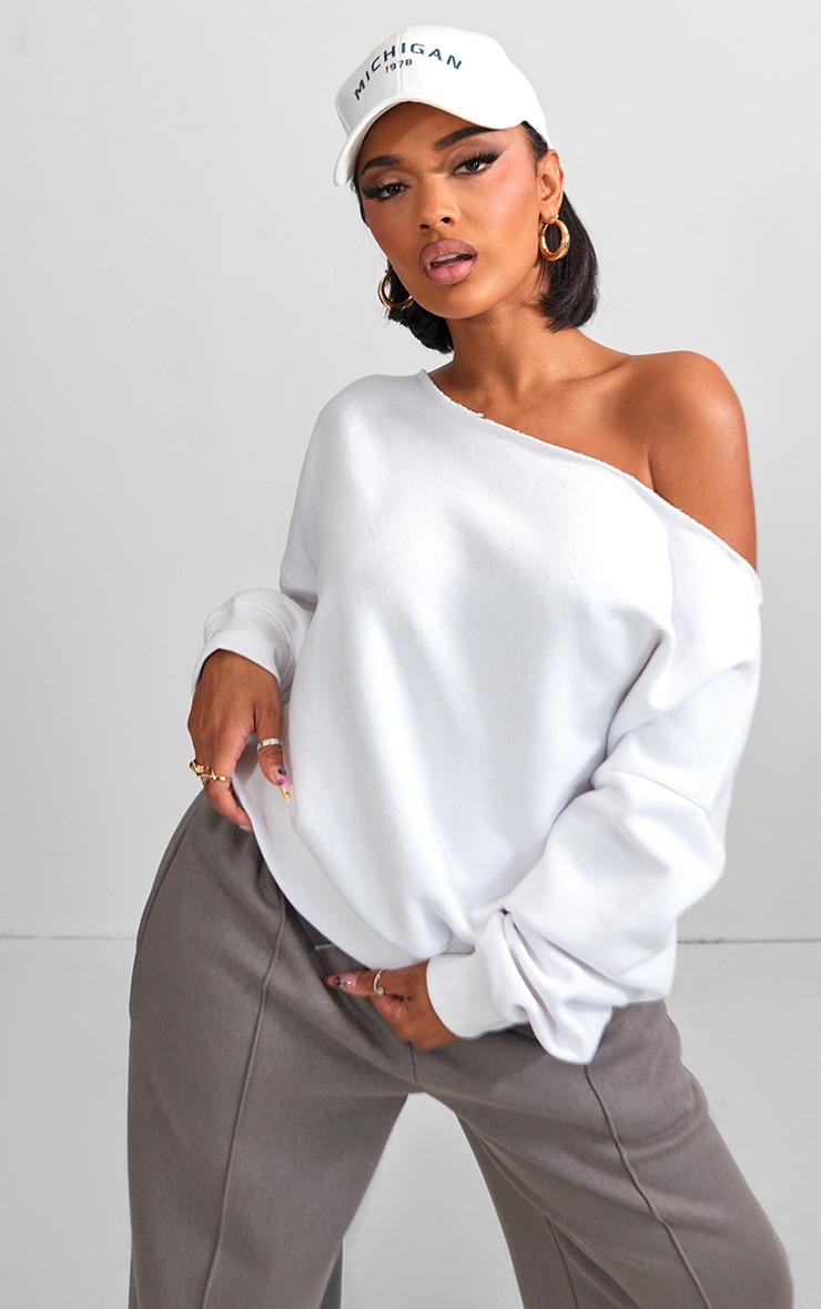 Shape White Sweat Raw Edge Slouch Sweatshirt | Shape ...
