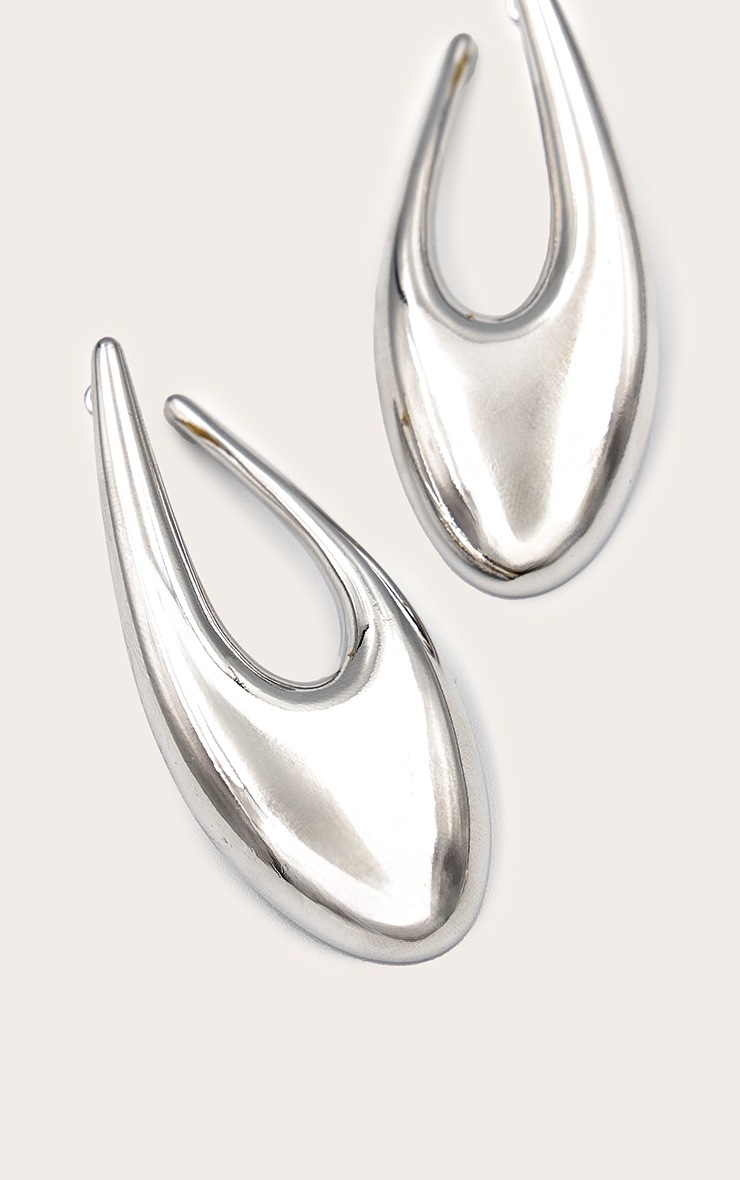 Silver Droplet Hoop Statement Earrings | Accessories | PLT