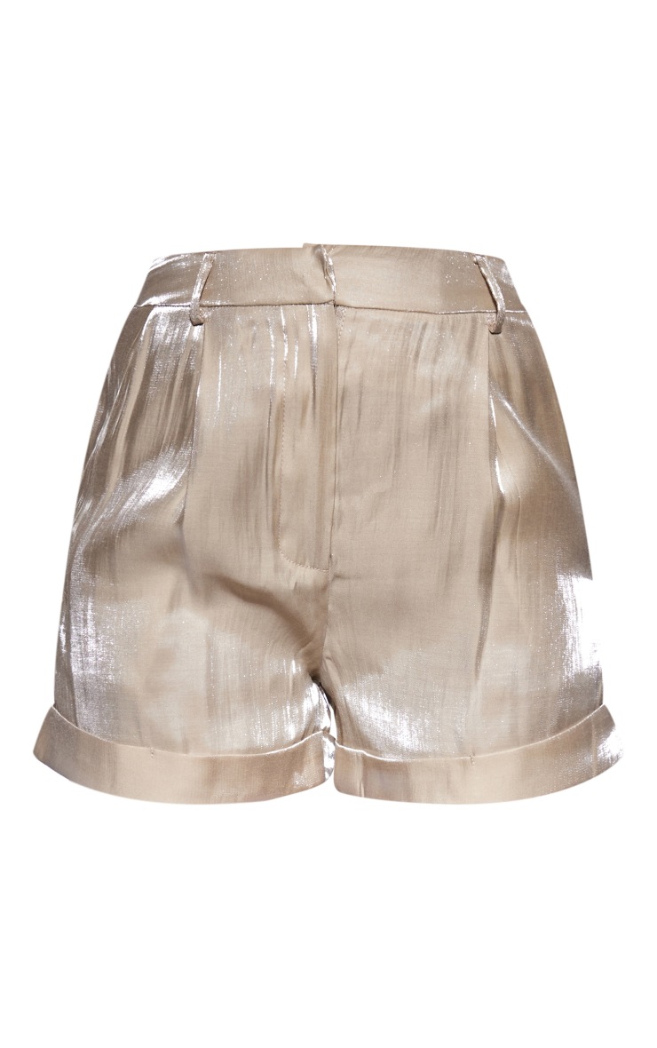 Champagne Iridescent Turn Up Hem Shorts | Bottoms | PLT