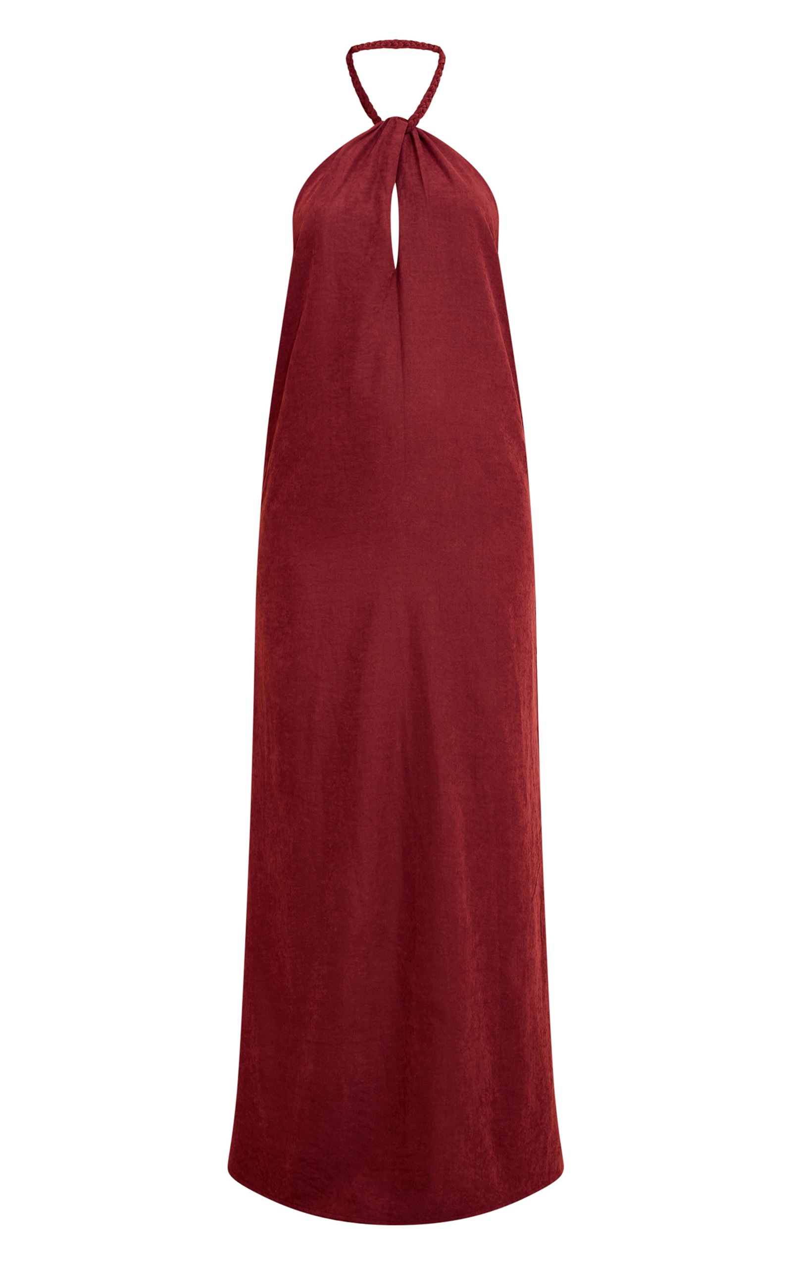 Rust Textured Rope Halterneck Maxi Dress | Dresses | PLT