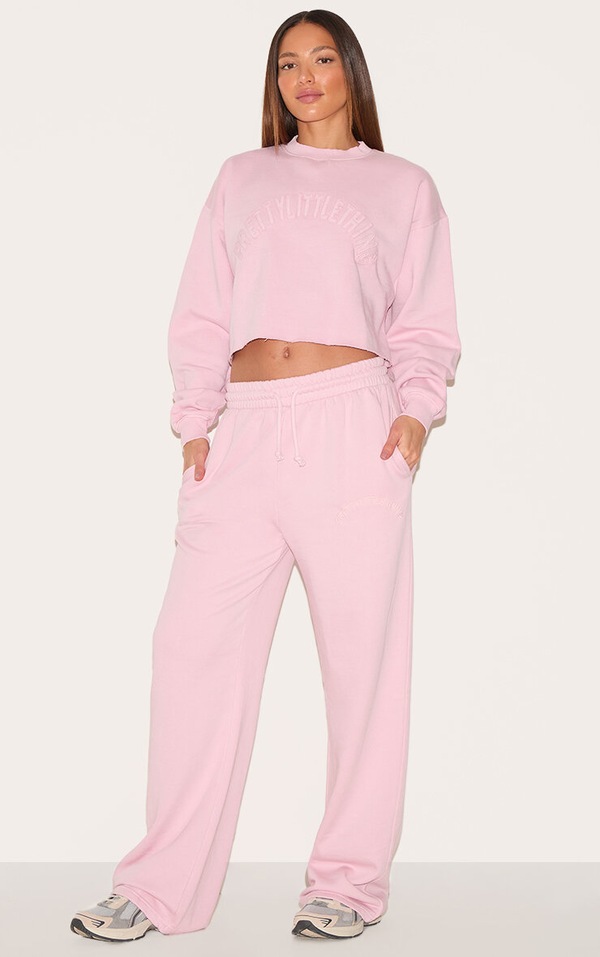 PLT Tall Washed Pink Varsity Crop Sweatshirt | Tall | PLT