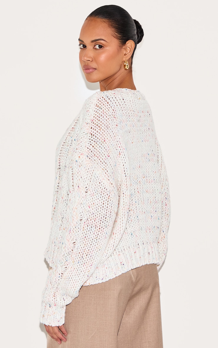 Cream Space Dye Chunky Knit Cardigan | Knitwear | PrettyLittleThing USA