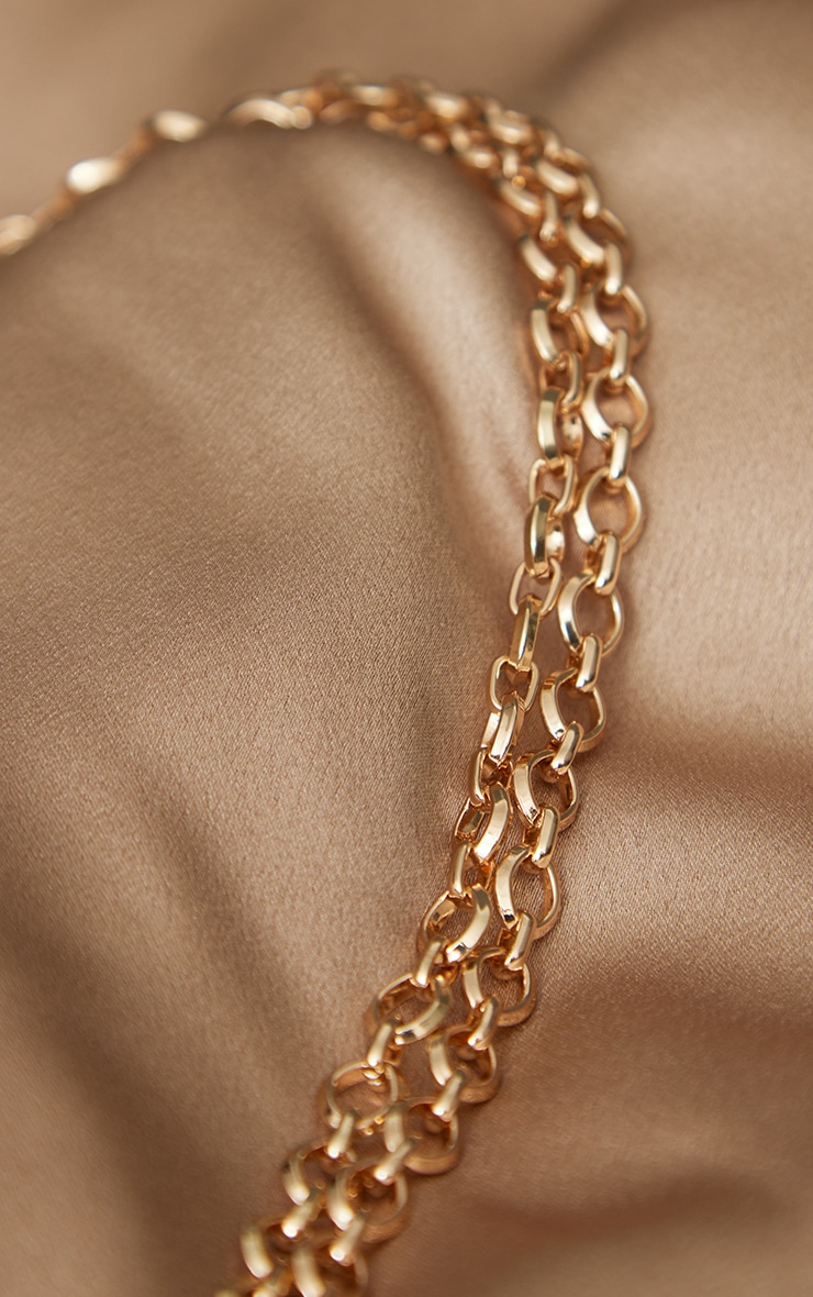 Gold Oval Chain Layered Necklace | PrettyLittleThing