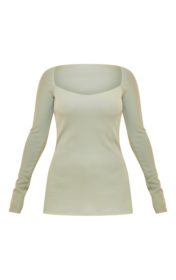 Sage Green Ottoman Ribbed Long Sleeve Top | Co-ords | PLT USA