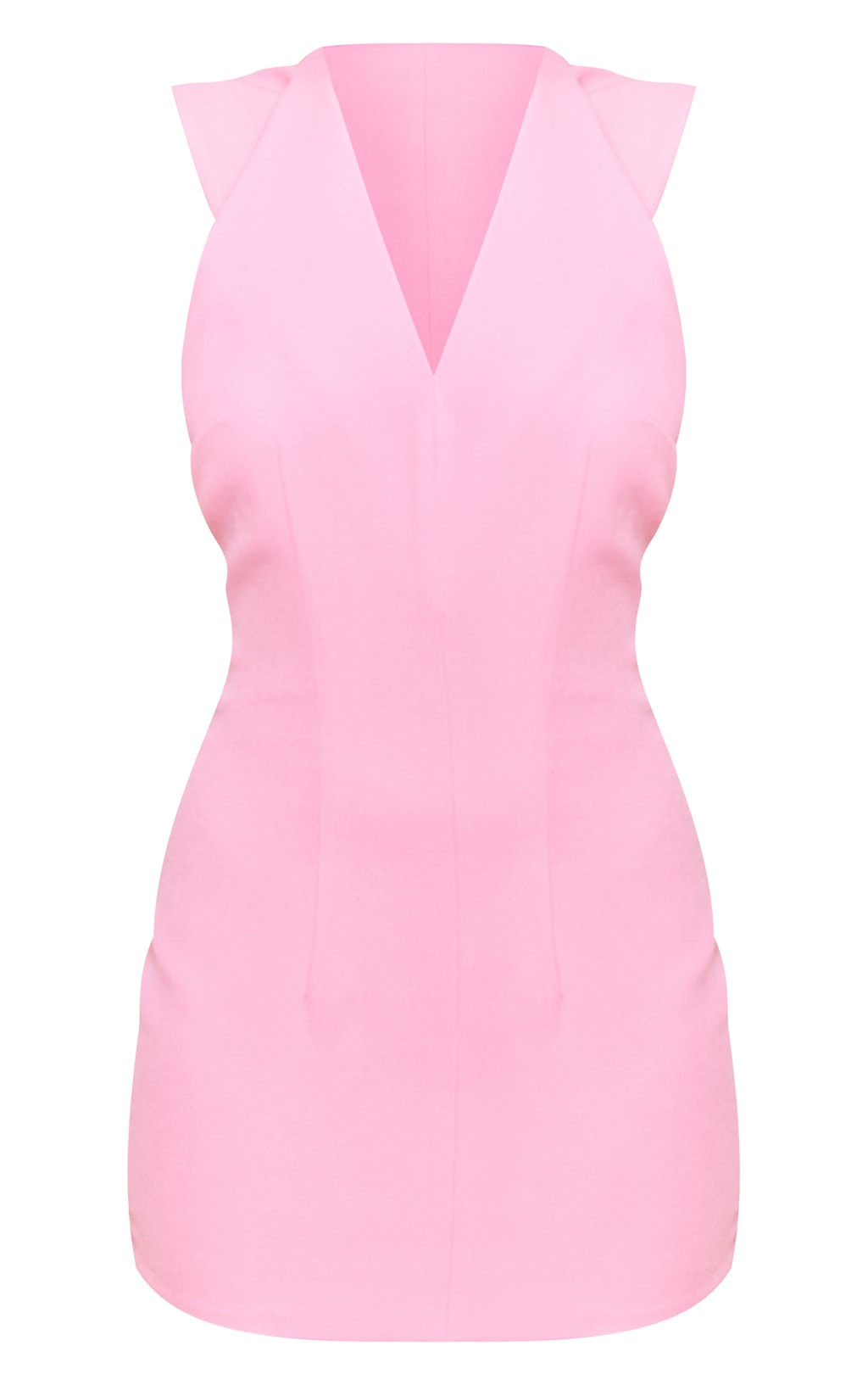 Pink Woven Collarless Mini Dress | Dresses | PLT
