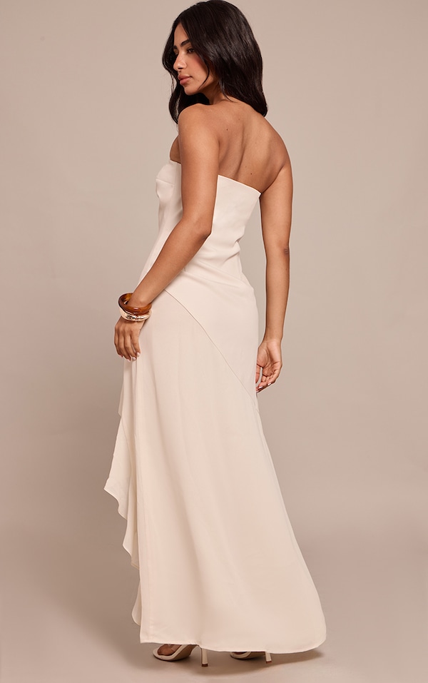 Petite Beige Ruffle Asymmetric Bandeau Dress | Petite ...