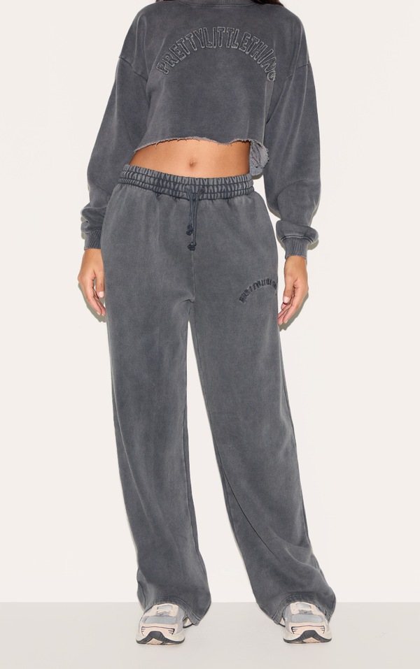 PLT Tall Charcoal Blue Drawstring Sweatpants | Tall | PrettyLittleThing USA