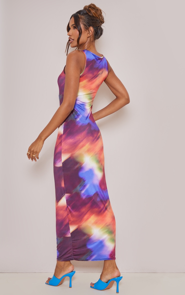 Multi Blurred Print Slinky Sleeveless Maxi Dress | PrettyLittleThing UAE