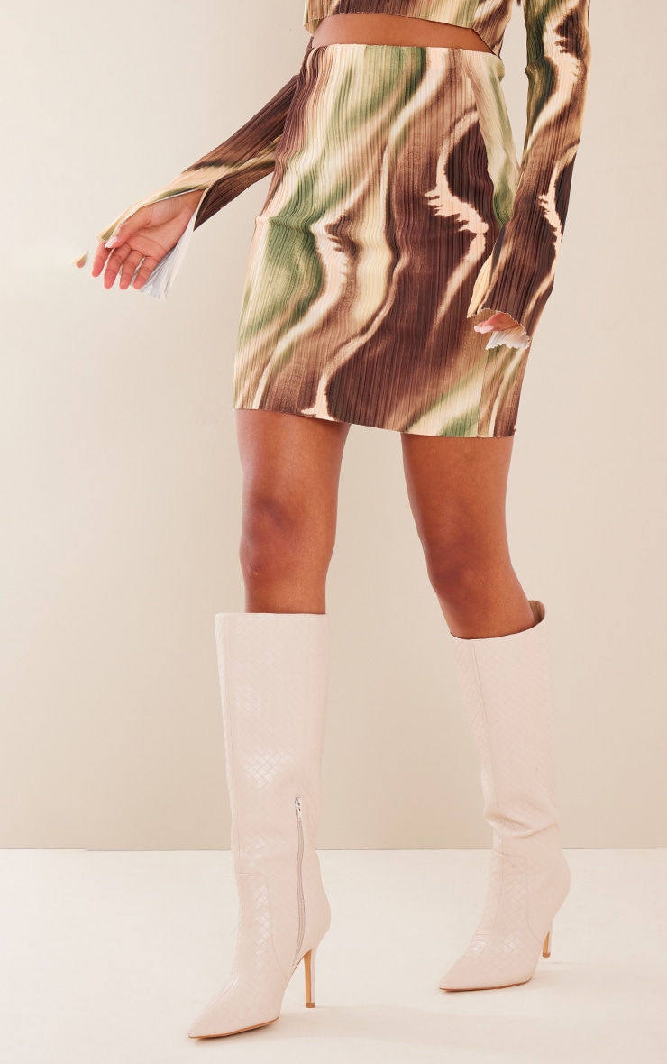 Tall Mini Jupe Plissée Multicolore Imprimé Tourbillons | PrettyLittleThing FR