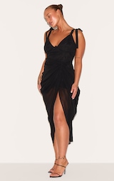 Plus Black Underwire Detail Draped Midi Dress | Plus Size ...
