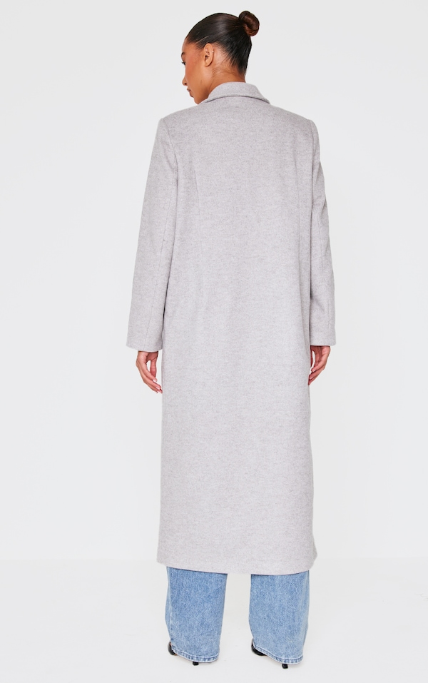 Light Grey Wool Oversized Drop Shoulder Maxi Coat | Outerwear | PLT USA