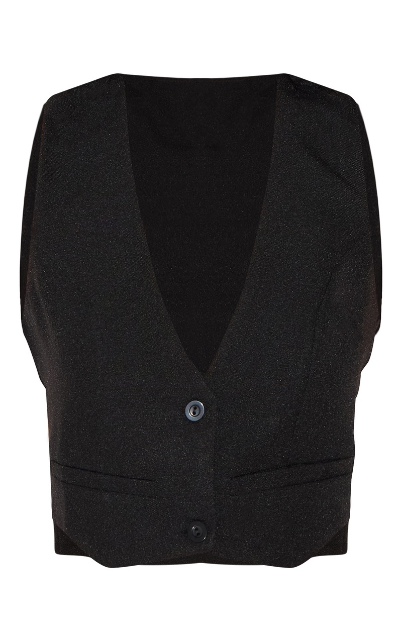 Black Tailored Cropped Seam Detail Waistcoat | Co-ords | PLT