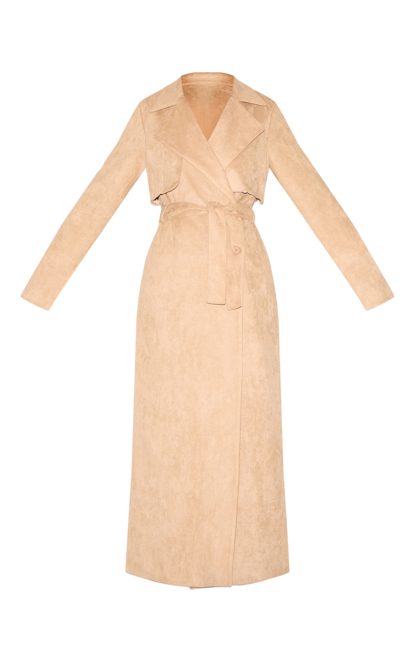 Tall Stone Faux Suede Belted Maxi Trench Coat | Tall | PLT