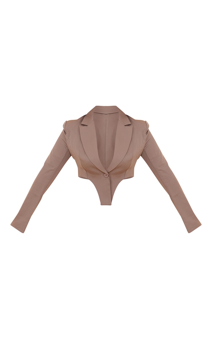 Shape Taupe Curved Hem Crop Blazer | Shape | PrettyLittleThing USA
