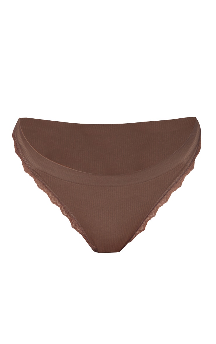 String côtelé café au lait sans coutures à bordure en dentelle ...