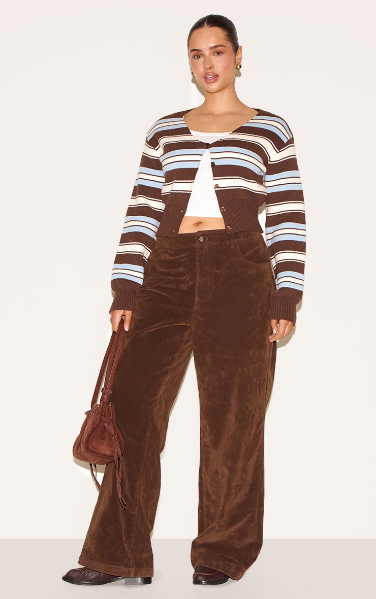 Shape Chocolate Knit Stripped Front Cardigan | Shape | PLT