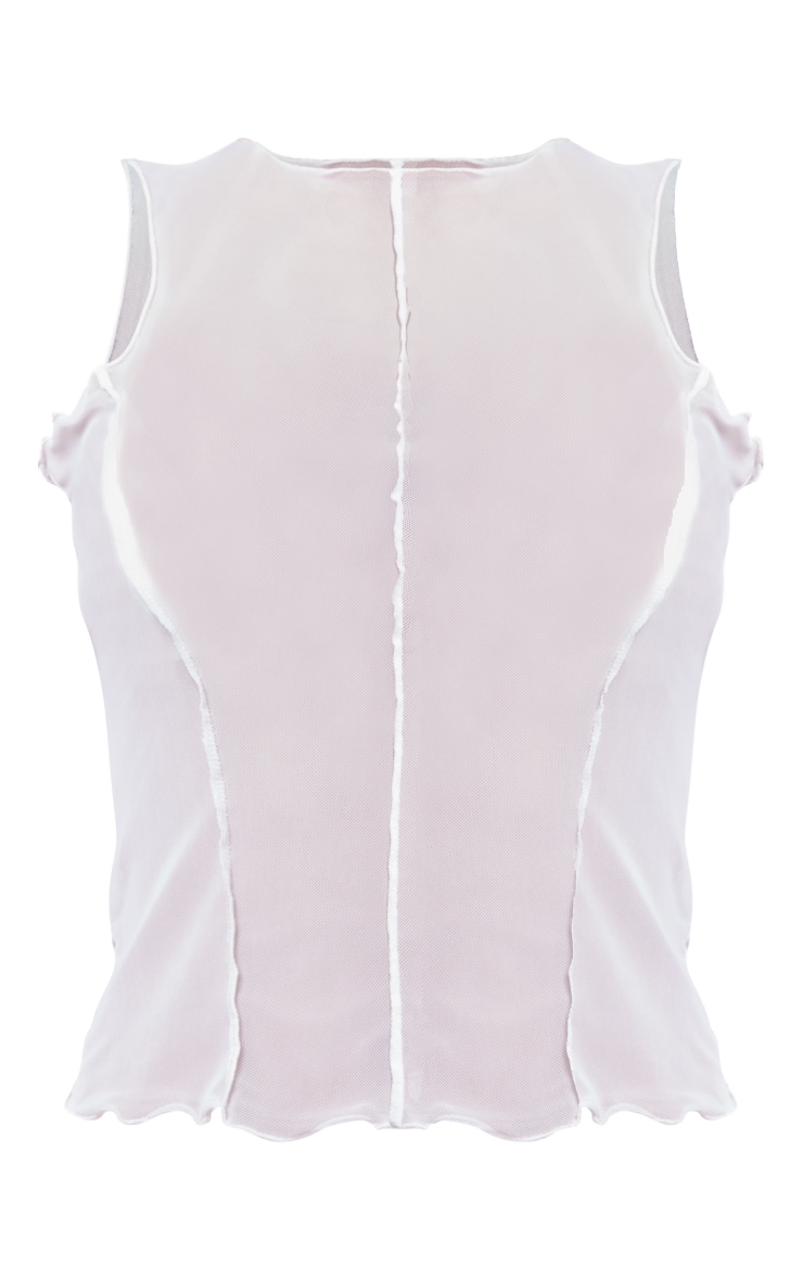 White Mesh Seam Detail Top | Tops | PrettyLittleThing KSA