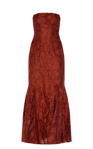Chestnut Textured Lace Up Back Maxi Dress | Dresses | PLT CA