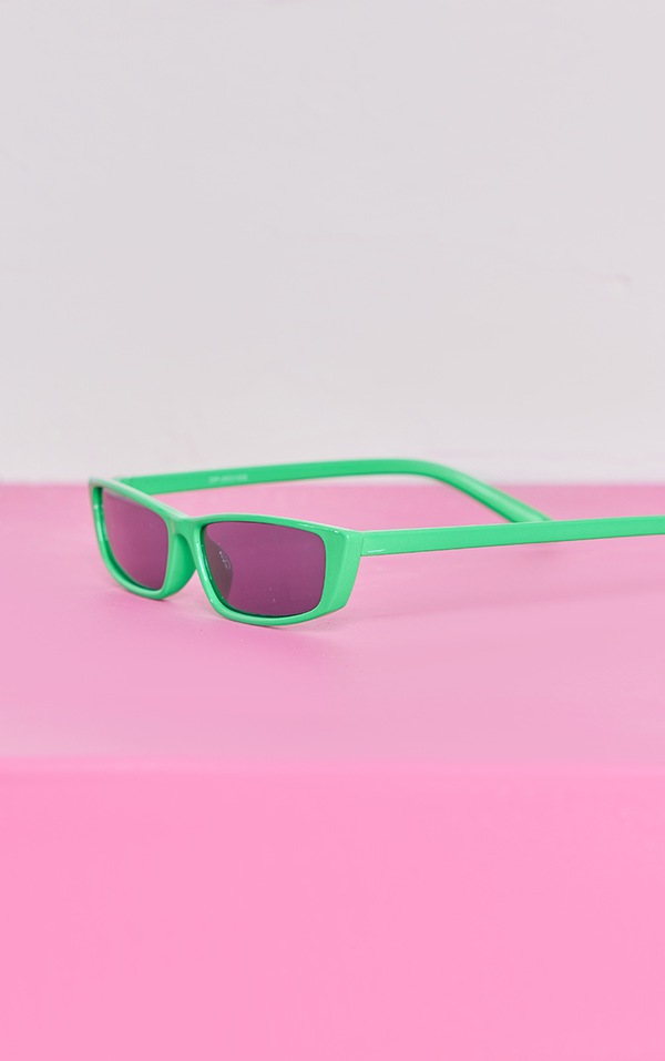 Bright Green Slim Rectangular Sunglasses | Accessories ...