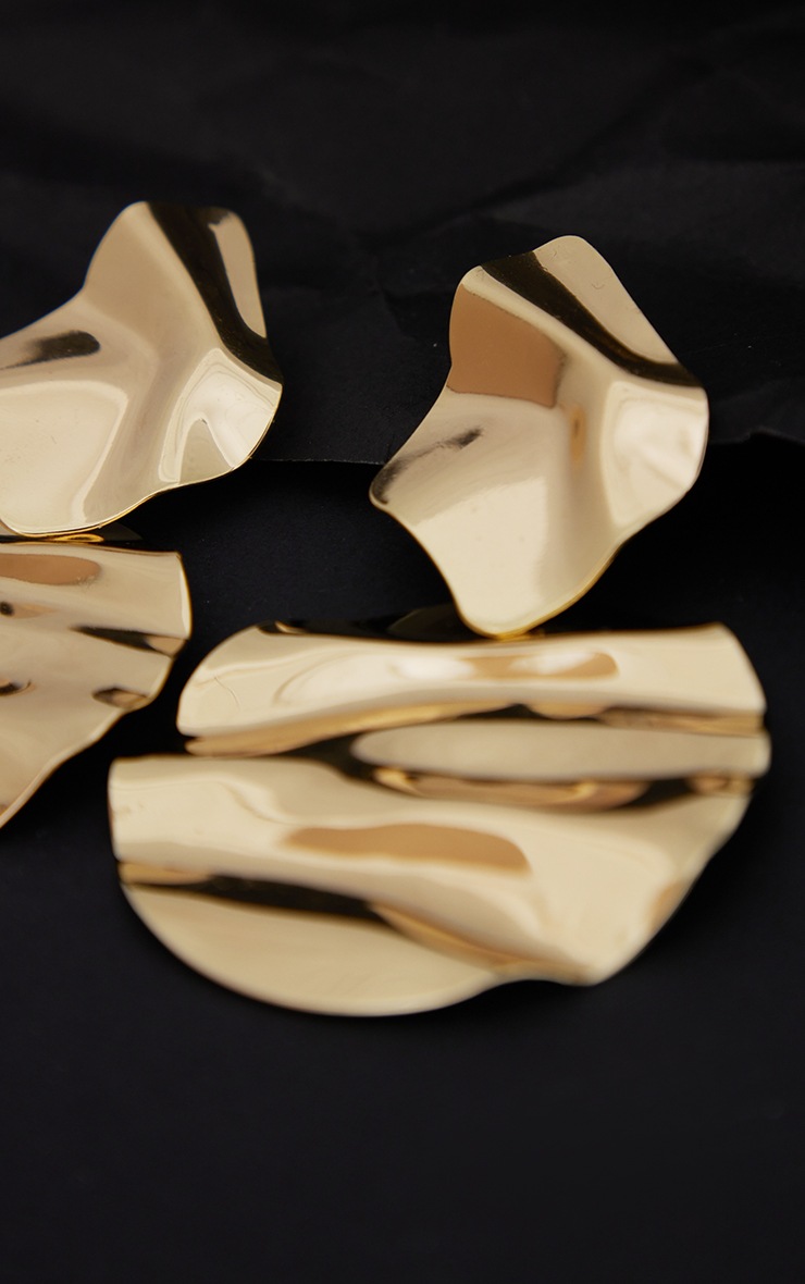 Gold Abstract Disc Statement Earrings | Accessories | PrettyLittleThing