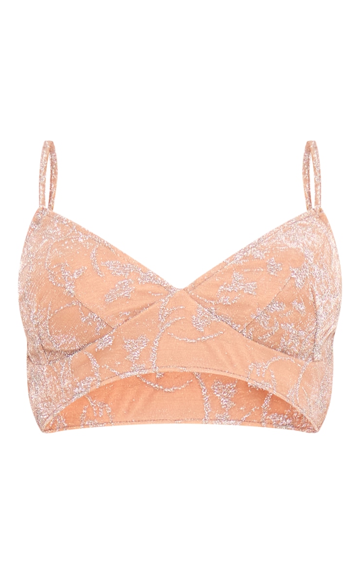 Nude Metallic Textured Mesh Bralet | Co-ords | PrettyLittleThing USA