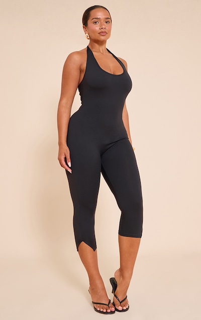 Shape Black Sculpt Halterneck Capri Jumpsuit | Shape | PLT AUS