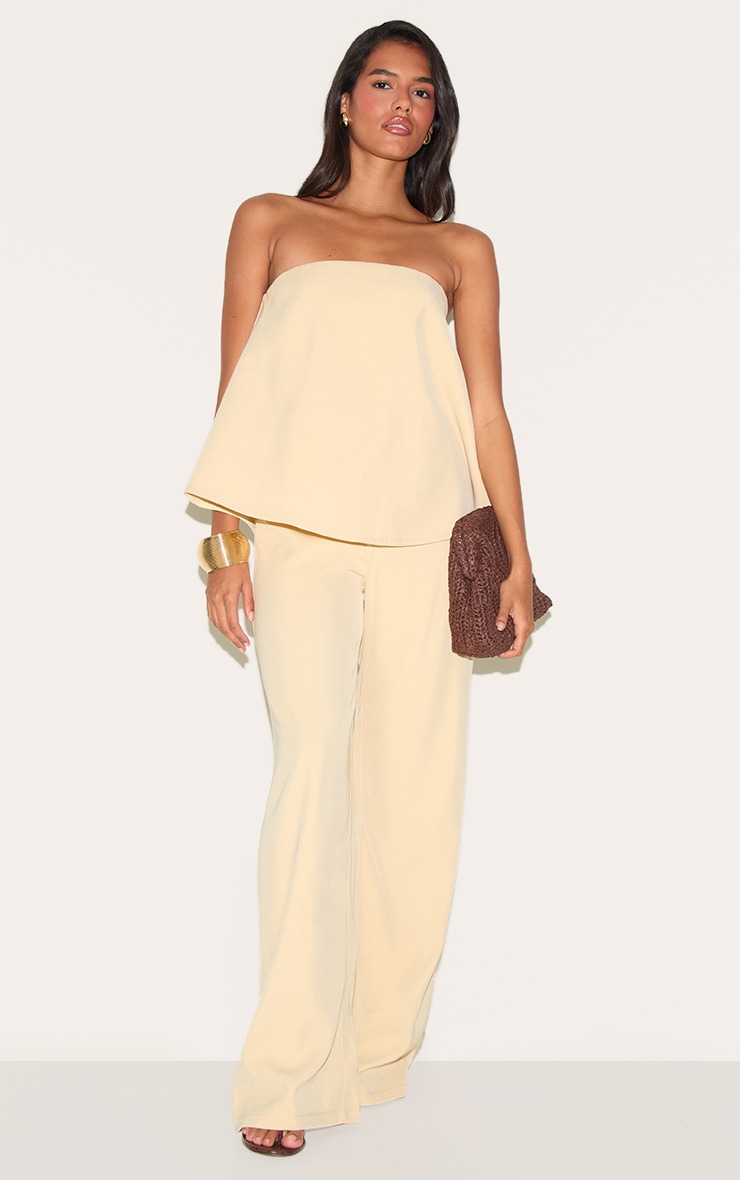 Butter Yellow Structured Peplum Jumpsuit | Dresses | PrettyLittleThing AUS