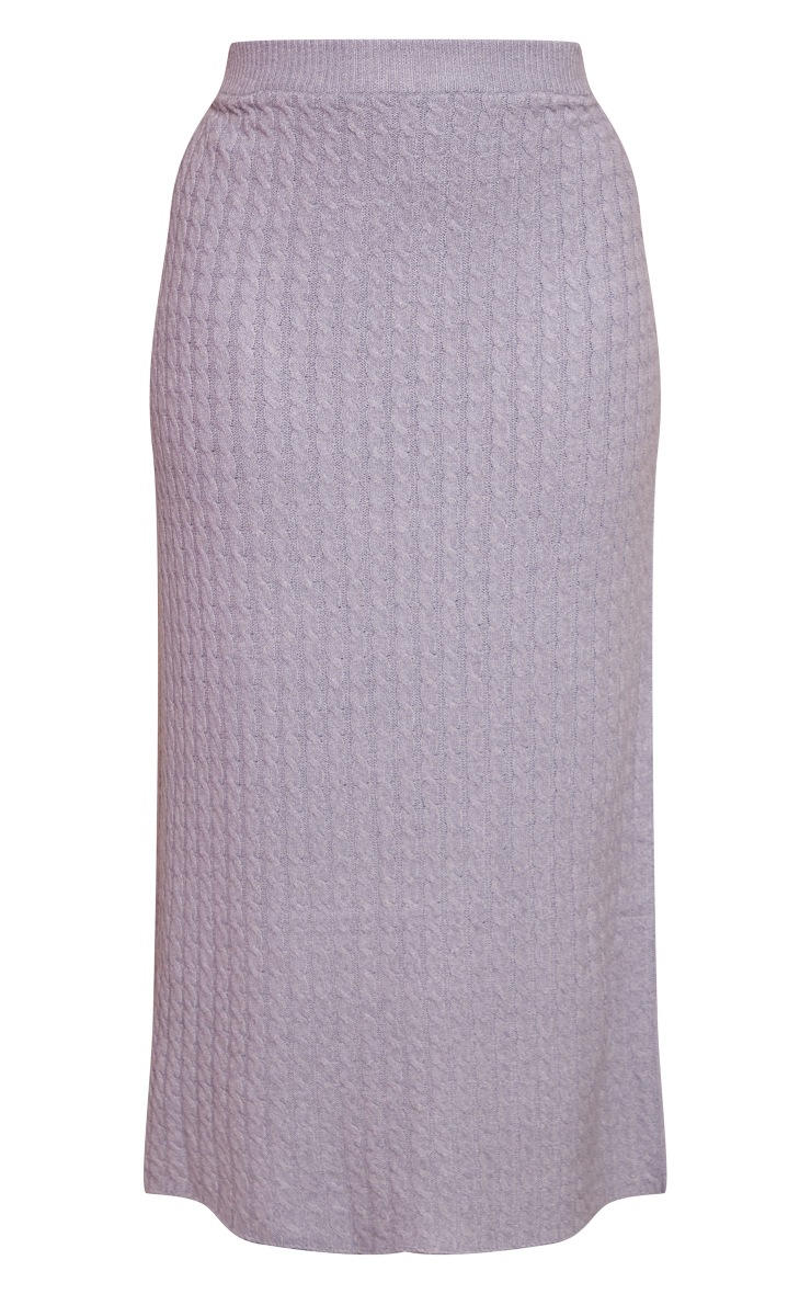 Plus Grey Cable Soft Knit Midi Skirt | Plus Size | PrettyLittleThing