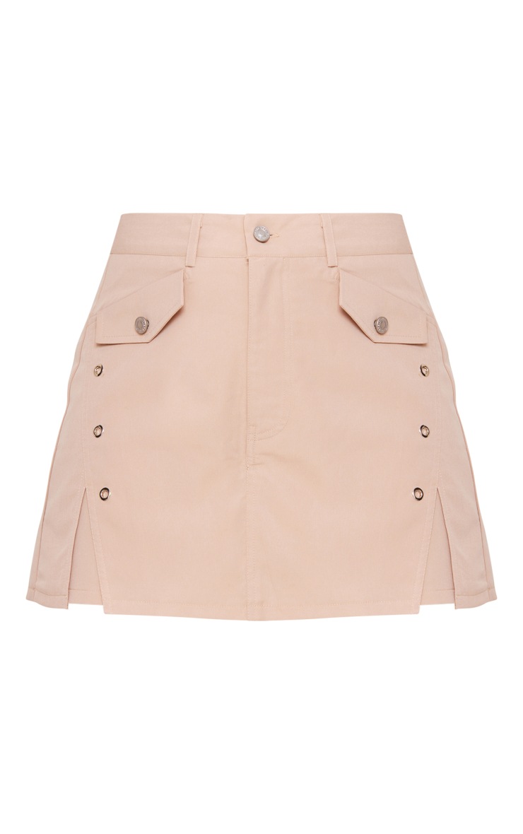 Stone Peached Skin Pocket Detail Cargo Skort | PrettyLittleThing USA
