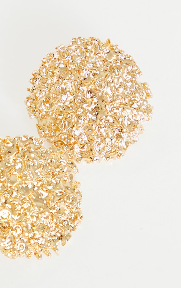 Recycled Gold Textured Circle Stud | PrettyLittleThing CA