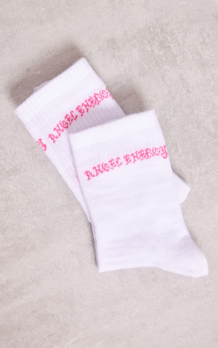 White Angel Energy Socks | Accessories | PrettyLittleThing USA