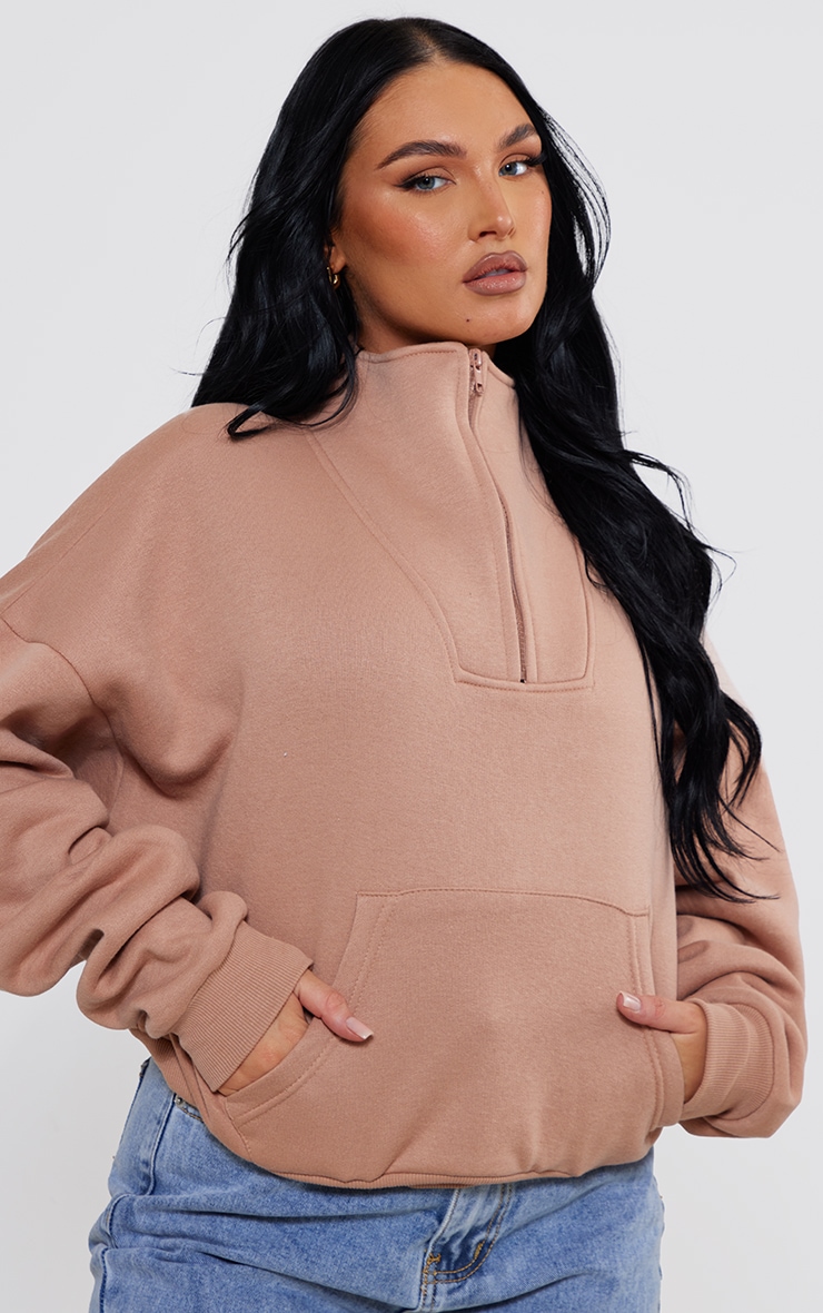 Sweat Rose À Poche Frontale Et Col Cheminée | Athleisure | PLT FR