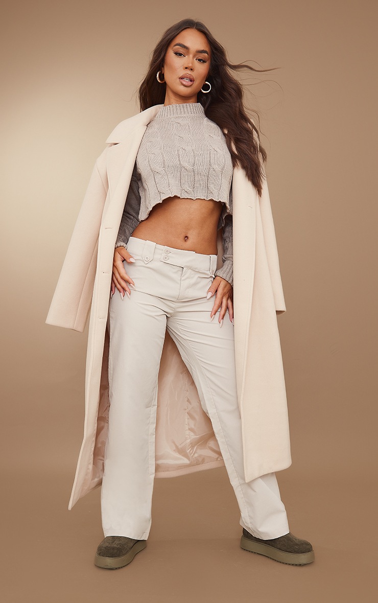 Stone Cropped Cable Exposed Seam Knit Sweater | Knitwear | PLT USA