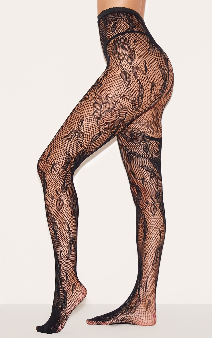 Black Fishnet Lace Tights | Accessories | PrettyLittleThing AUS