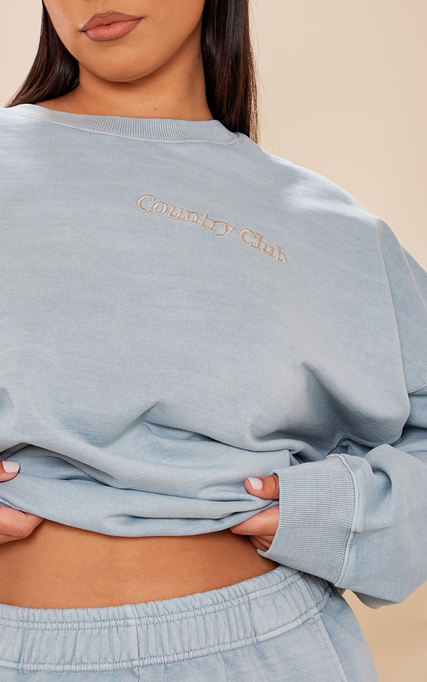 Plus Slate Grey Country Club Embroidered Sweatshirt | Plus Size ...