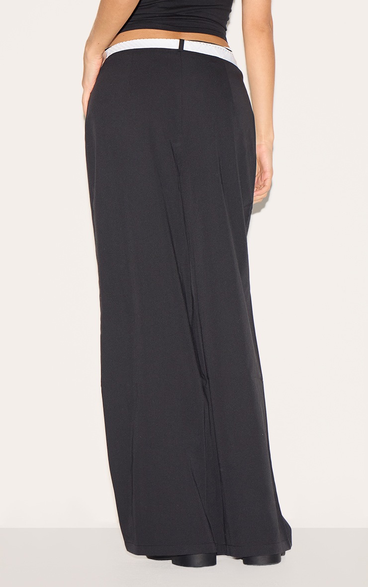 Black Contrast Double Waistband Tailored Trousers | Bottoms ...
