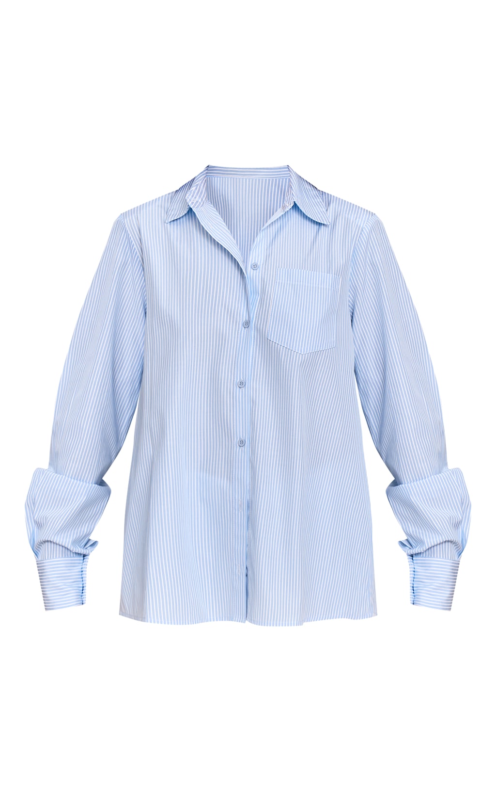 Blue Stripe Shoulder Pad Oversized Shirt | Tops | PLT