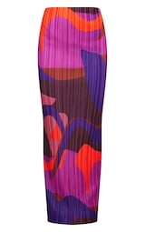 Pink Print Plisse Maxi Skirt | Co-ords | PrettyLittleThing USA