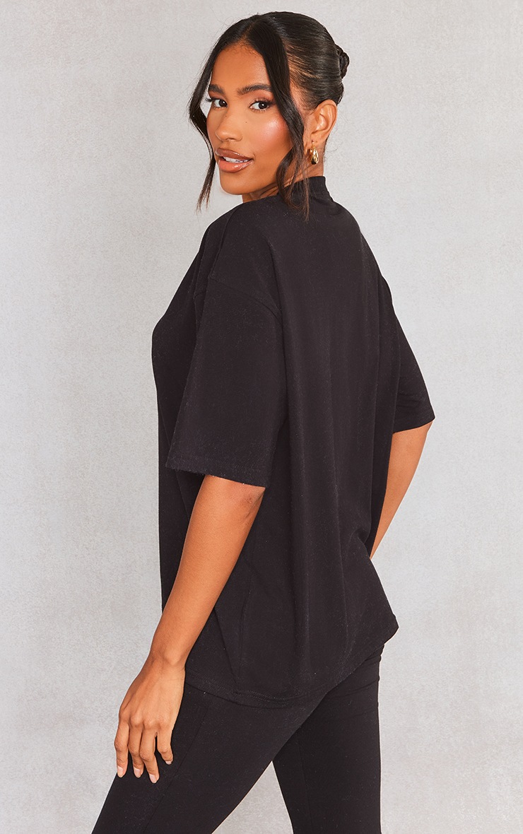 PRETTYLITTLETHING Black Print Oversize T Shirt | Co-ords | PrettyLittleThing USA