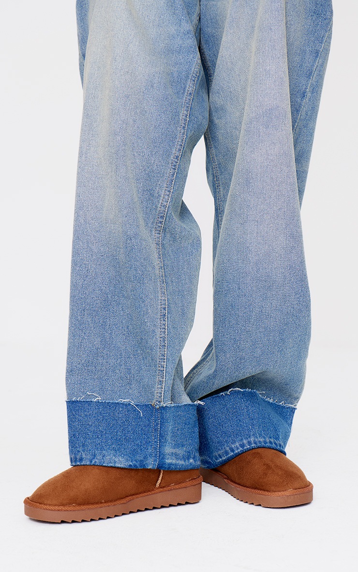 Tan Faux Suede Round Toe Rigged Sole Ankle Boots | Footwear | PLT