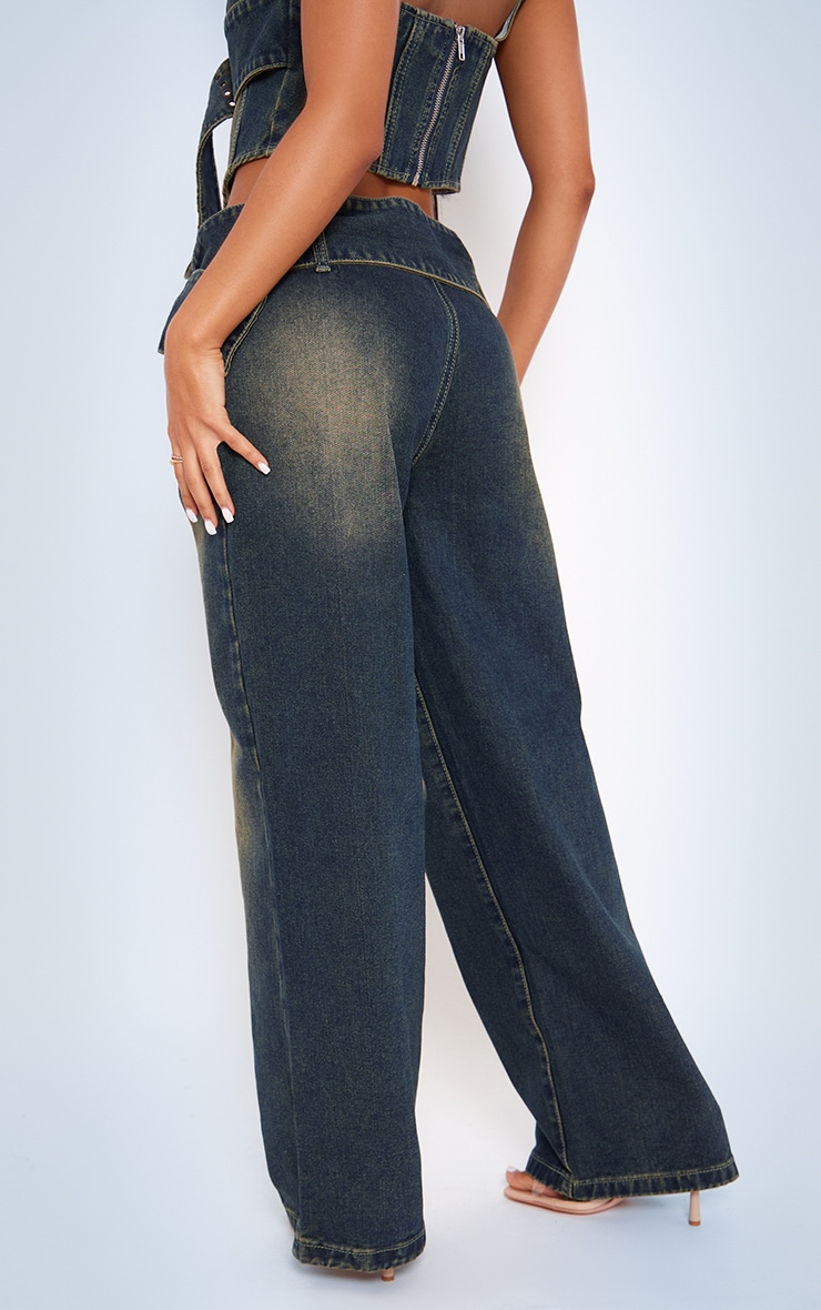 Petite Indigo Vintage Wash Denim Buckle Jeans | Petite | PLT